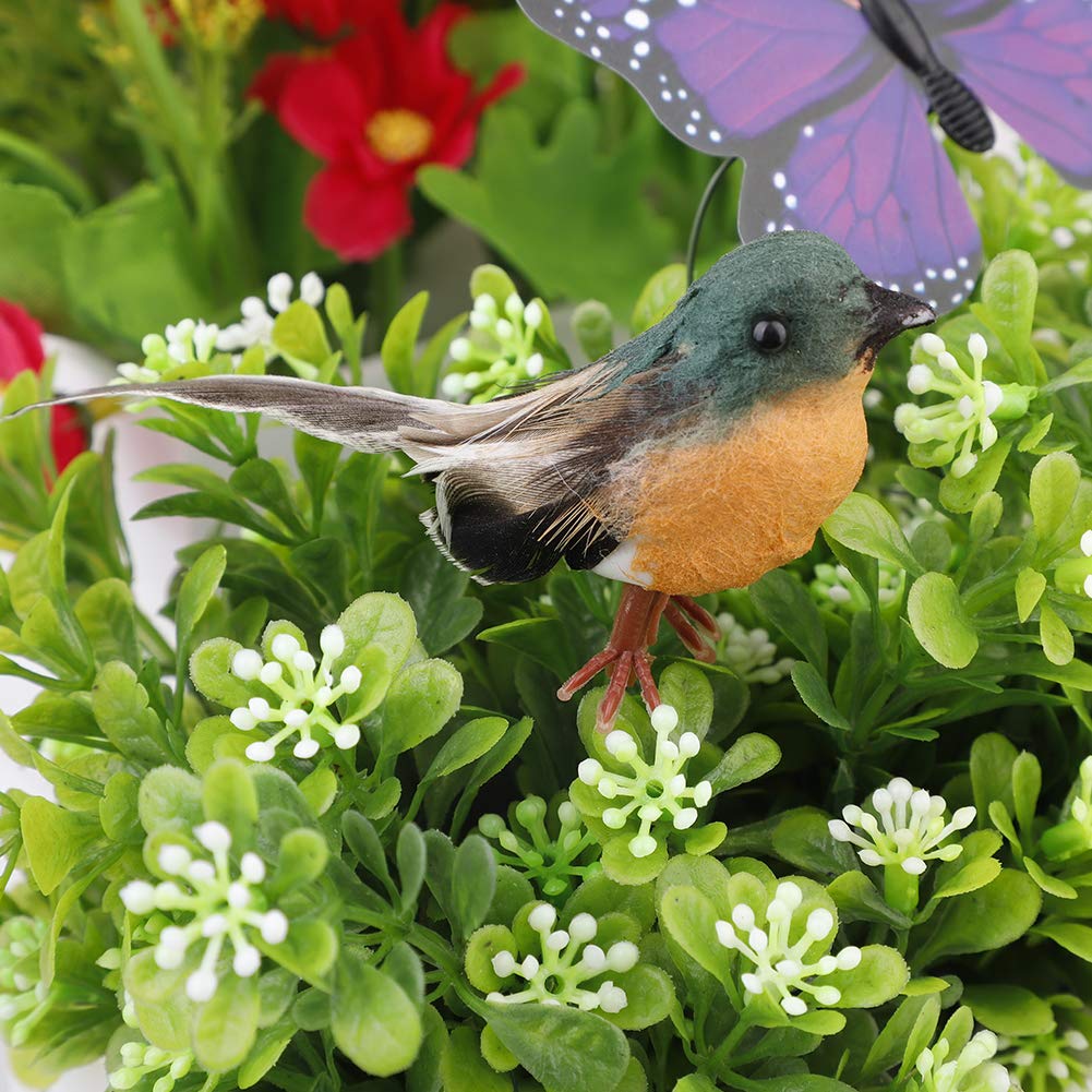 Rrut 12PCS Artificial Feathered Birds, Simulation Foam Birds Clip Robin Bird Hanging Pendant Christmas Tree Decoration Christmas Tree Ornament Home Garden Wedding Decor Orange