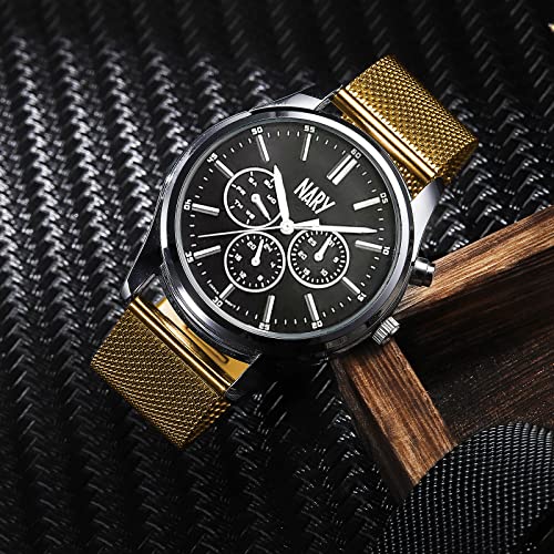 JIEANTE Stainless Steel Mesh Watch Band for Mens Women, Quick Release Mesh Watch Straps 18mm 20mm 22mm 24mm (20mm Gold)