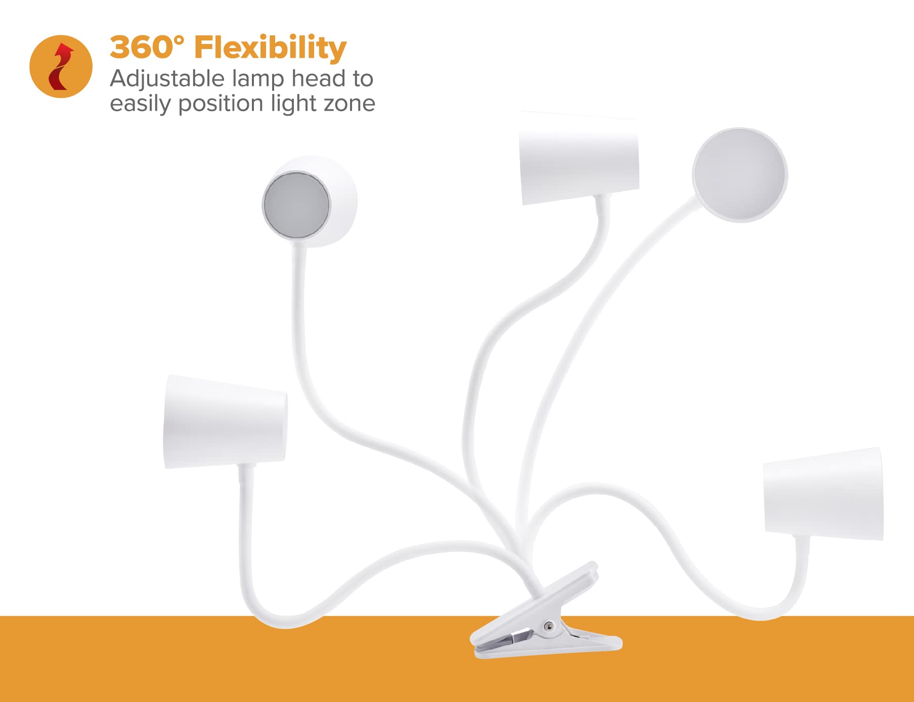 Bostitch Office Adjustable LED Clamp Light, Compact Design, Flexible Neck, Flicker Free, Suction Cups for Stable Installation, White (LED2103)