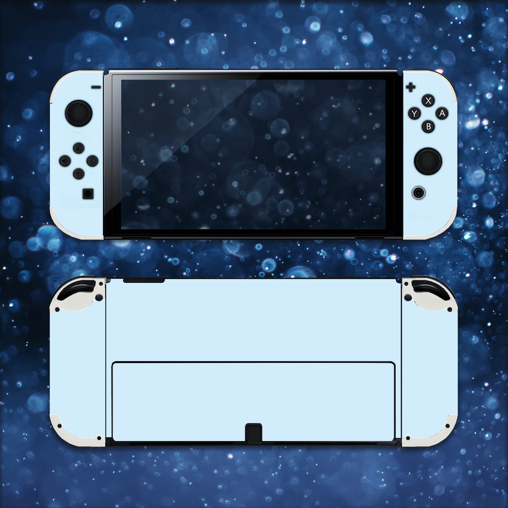 BelugaDesign Solid Color Switch Skin | Cute Pastel Sticker Wrap Vinyl Decal | Compatible for Nintendo Switch (Switch OLED, Blue)