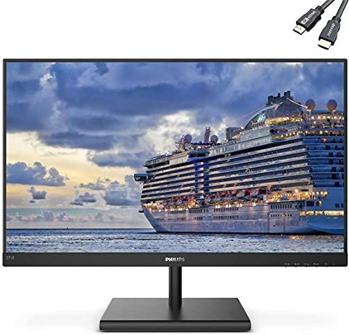 PHILIPS 27 Inch 2021 Computer Monitors Frameless Monitor, 27" Full HD IPS, 124% sRGB, FreeSync 75Hz, VESA, 4ms Response Time, VGA, HDMI, Black w/ 4K HDMI (1-Pack)