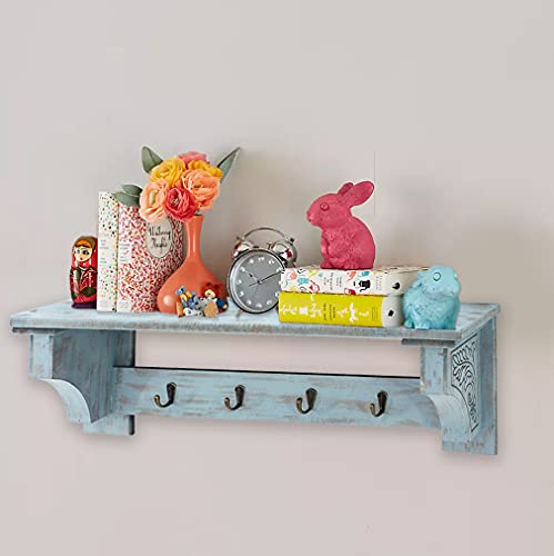 Teton Home WD-062 4-Hook Wood Shelf