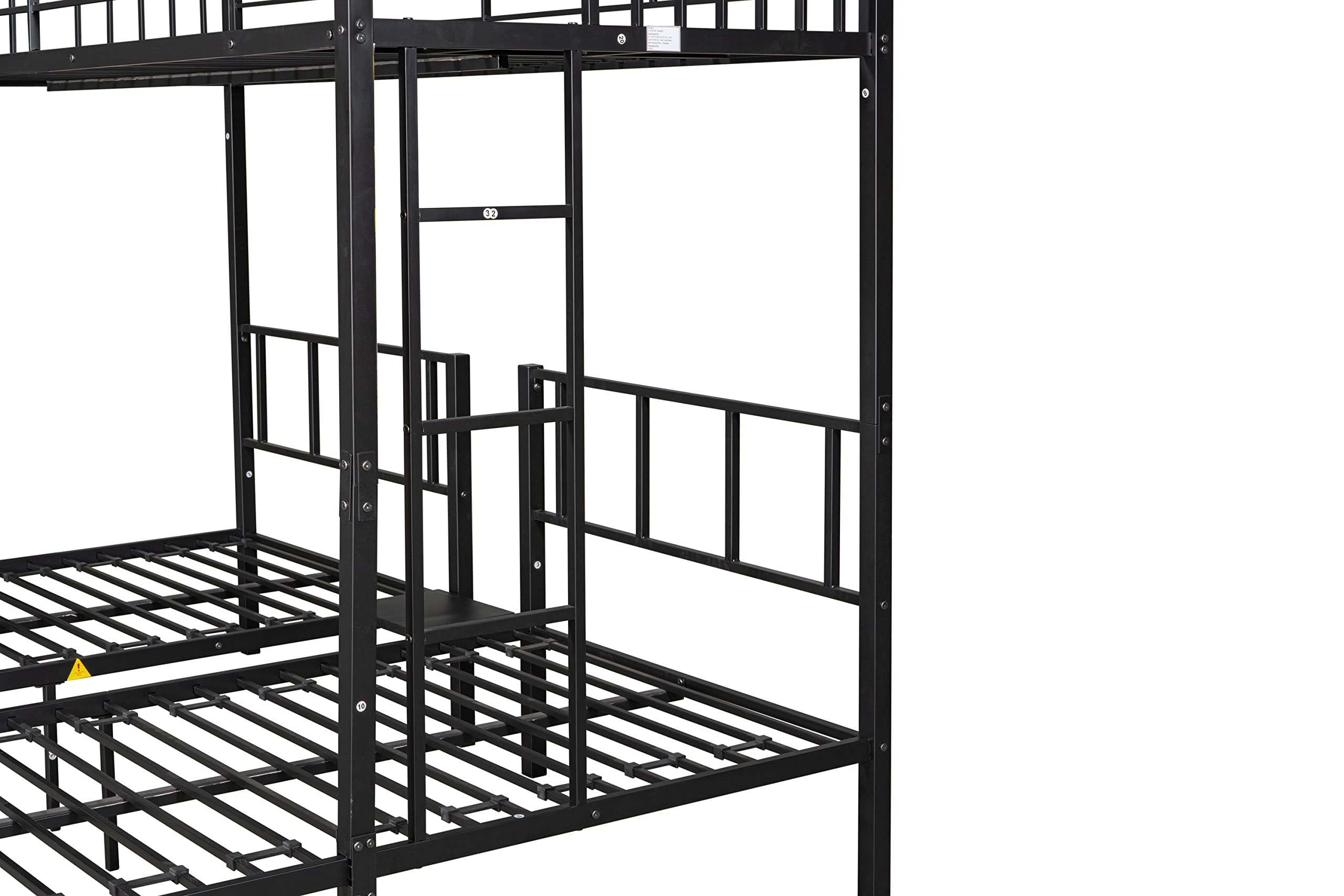 Bellemave Metal Twin Triple Bunk Bed for 3 Kids,Twin Over Twin Over Twin Bunk Beds with Built-in Shelf,Separates Into 3 Twin Beds,Noise Reduced Structure,White