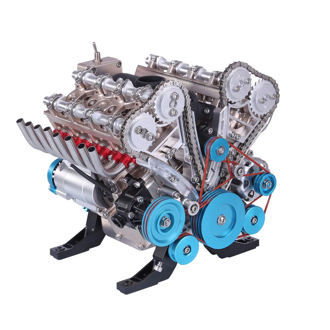 RuiyiF V8 Engine Model Kit That Works for Adult, 500+PCS 8-Cylinder Mechanical Engine Model Building Kit, Desktop Hobby Engine Kit, Educational Toys