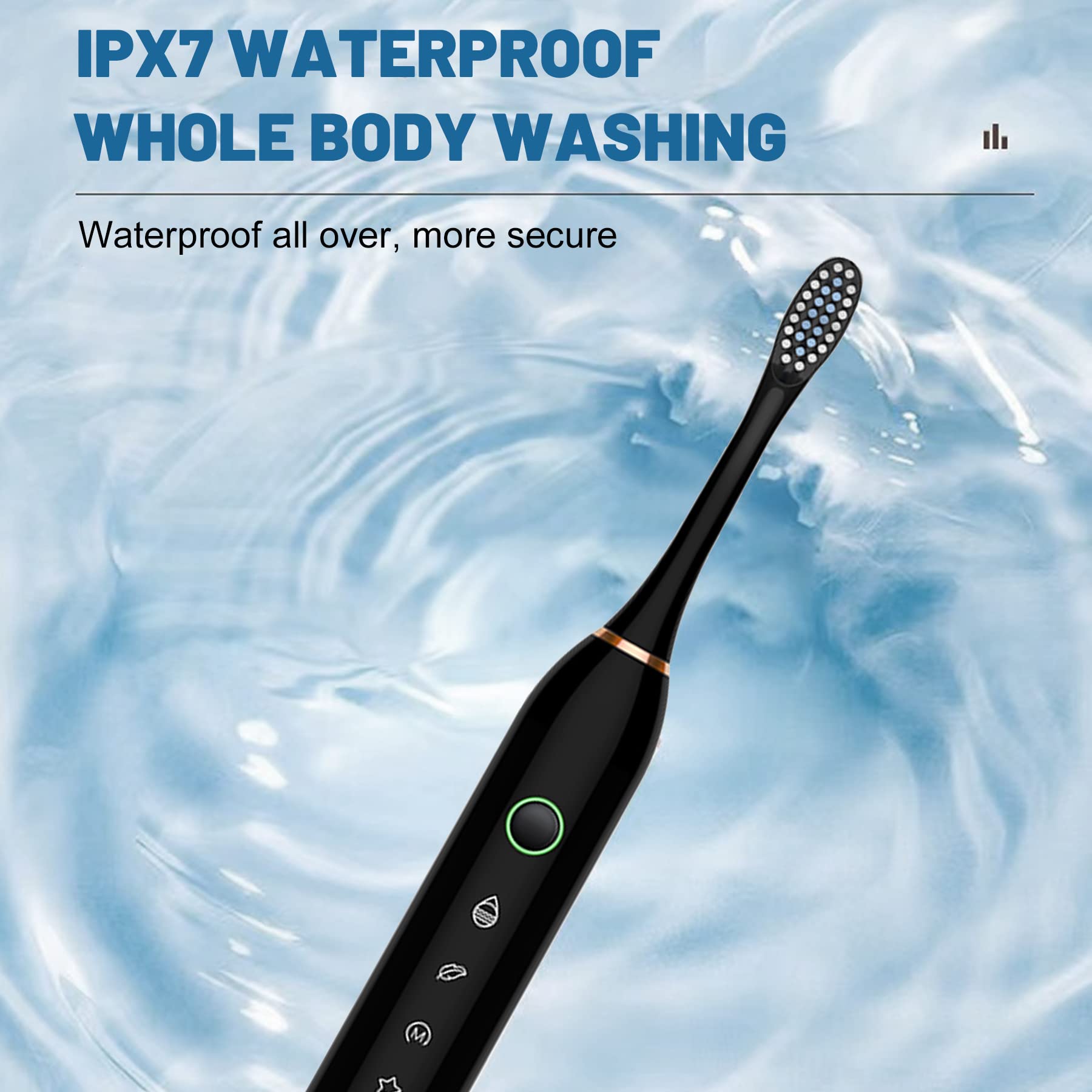 Bluvuphy 2 Pack Electric Toothbrushes Sonic Toothbrush Whitening with 8 Brush Heads, 6 Cleaning Modes and Smart Timer, for Adults Rechargeable Waterproof Cleaning Toothbrushes(Black+White)