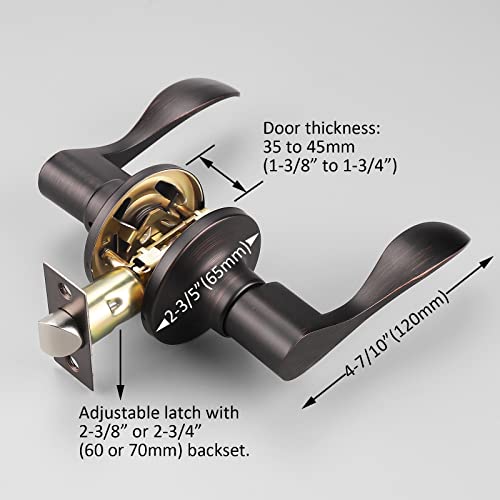 GOBEKOR 2 Pack Oil Rubbed Bronze Door Handles Interior Passage Door Levers for Hallway Closet Door Handle with Lock