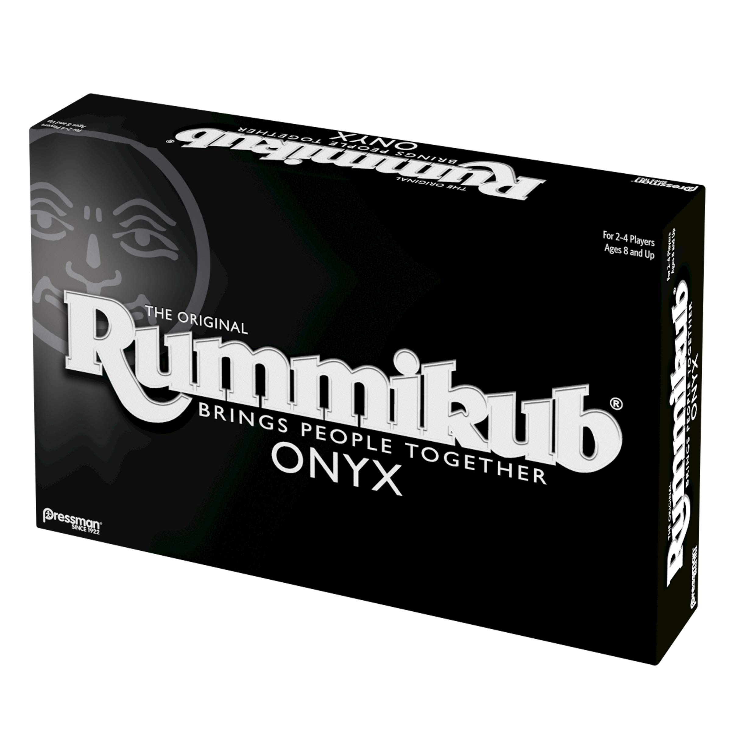 Rummikub Onyx Edition - Sophisticated Set with Unique Black Rummikub Tiles and Vibrantly-Colored Engraved Numbers by Pressman, Multi Color