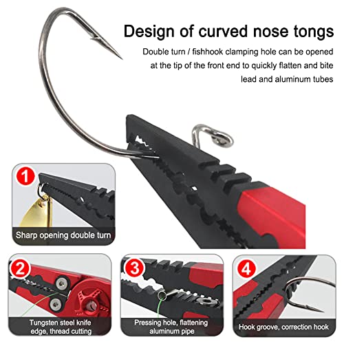 Awakingdemi Portable Fishing Line Cutter Multi Tools Multifunctional Fishing Line Clamp Tool Aluminum Alloy with Buckle Rope