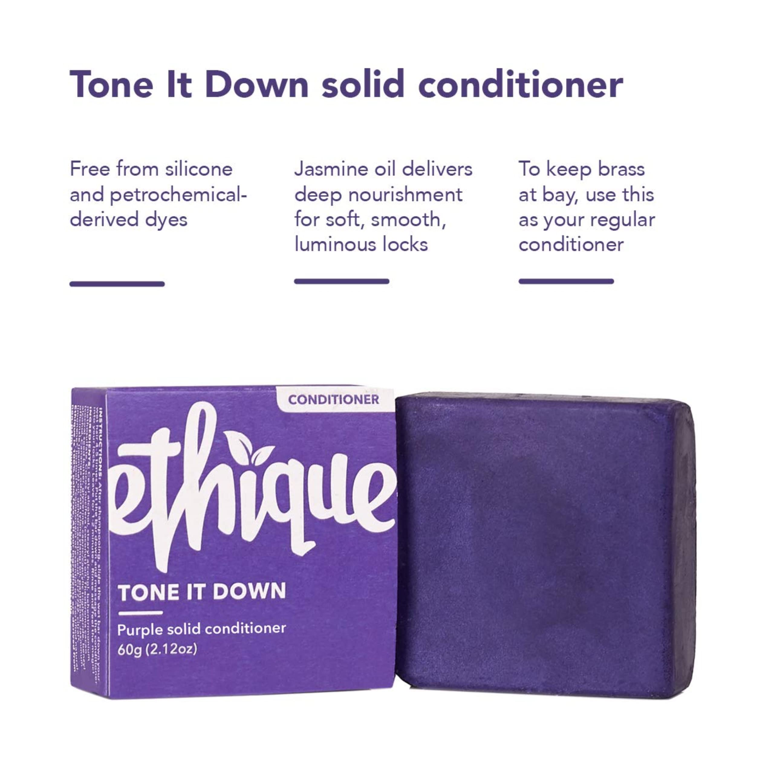 Ethique Tone It Down Brightening Purple Gift Pack for Blonde and Silver Hair - Shampoo & Conditioner Bundle - Sulfate-Free, Plastic-Free, Vegan, Cruelty-Free, Eco-Friendly (Pack of 1)