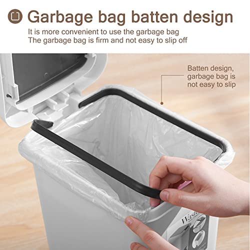 JIUCHUAN 3 Pack Trash Can 5.3 Gallon and 1.7 Gallon Kitchen Garbage Bin Combo Set, Step-On Trash Can with Lid and Pedal, 20 Liter and 6.5 Liter Capacity Waste Bin for Bathroom,Kitchen,Office,Grey
