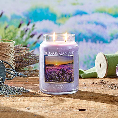 Village Candle Lavender Large Glass Apothecary Jar Scented Candle, 21.25 oz, Purple, 21 Ounce