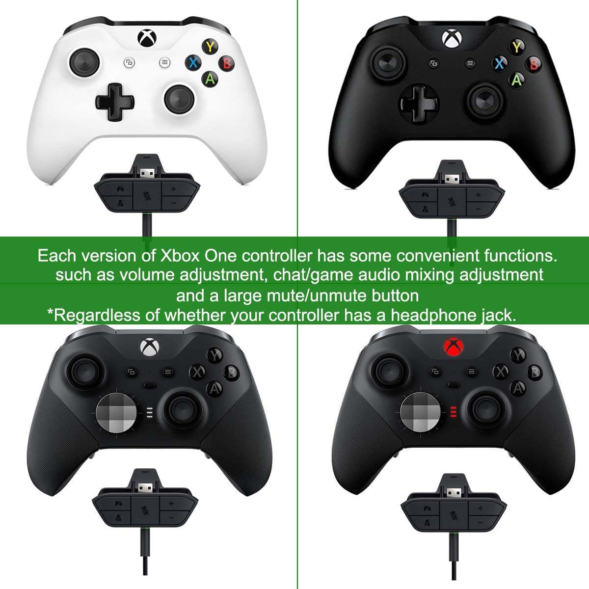 Cenxaki Stereo Headset Adapter for Xbox One, Game Audio Mic Headphone Converter PC – Black