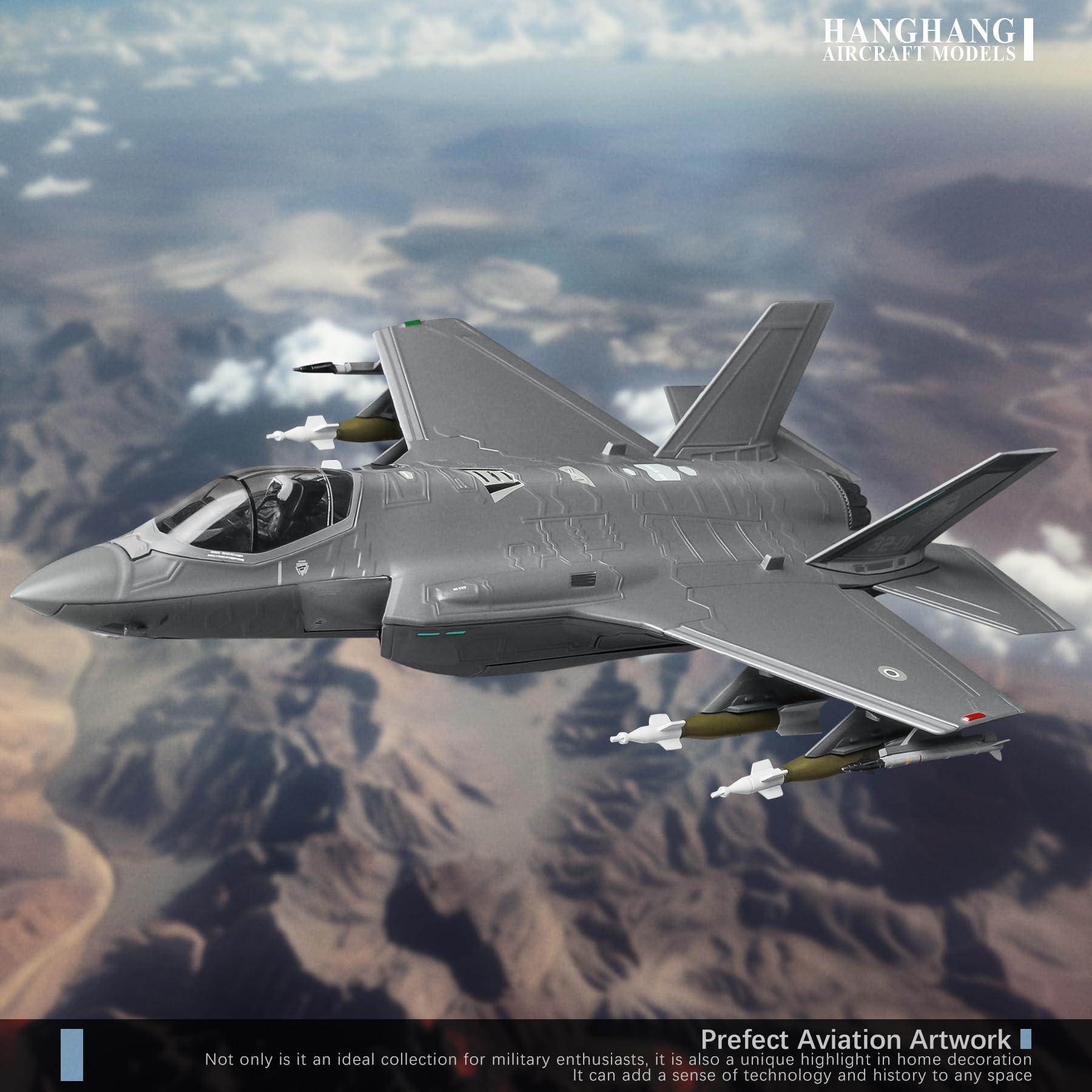 HANGHANG 1/72 F-35A Lightning II Fighter Plane Model Metal Aircraft Model Military Airplane Model Diecast Plane Model for Collections and Displays