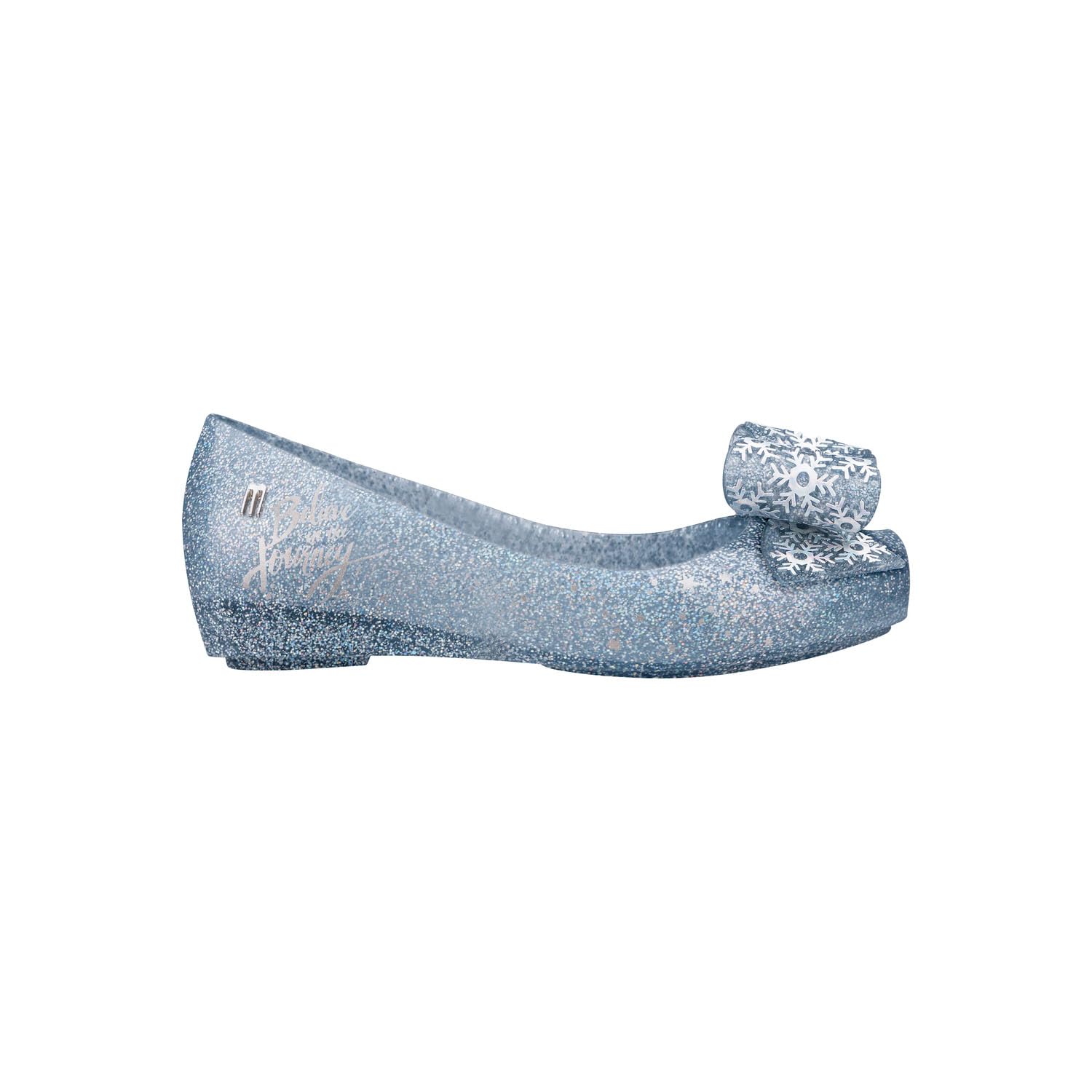 Melissa - Unisex-Child Ultragirl + Frozen Inf Flats, Size: 4 M US Big Kid, Color: Pearl Blue Glitter