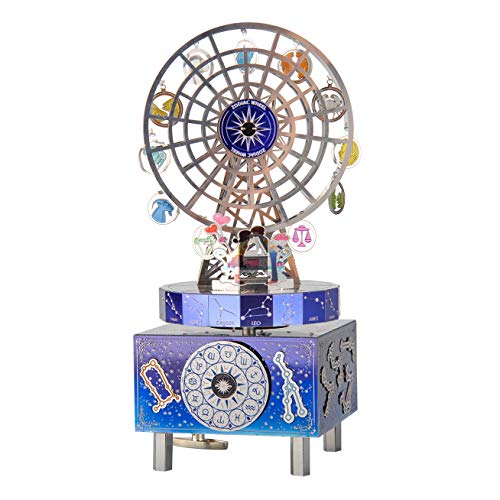 Microworld 3D Metal Puzzle, Music Box Zodiac Ferris Wheel Metal Model Kits, DIY 3D Puzzle Art Craft Gift Toy for Teen (Castle in The Sky)