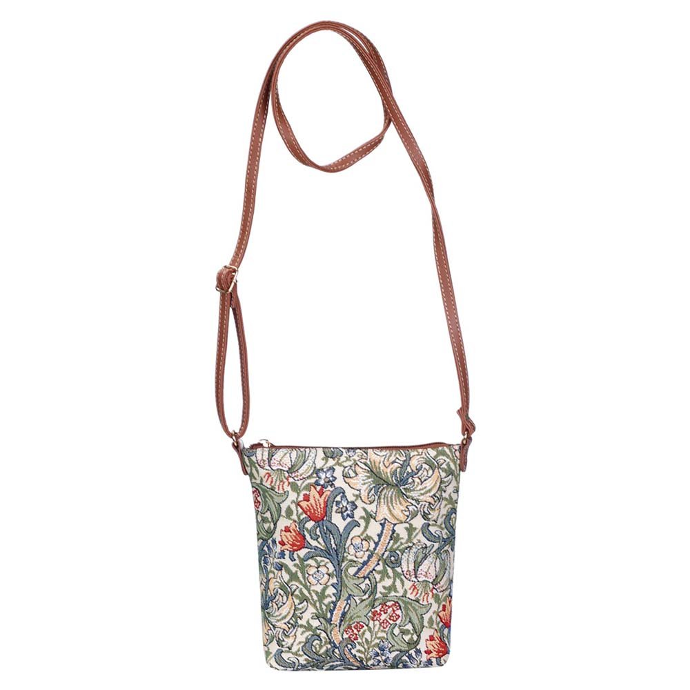 Signare Tapestry Small Crossbody Bag Sling Bag for Women with William Morris Golden Lily Design (SLING-GLILY)