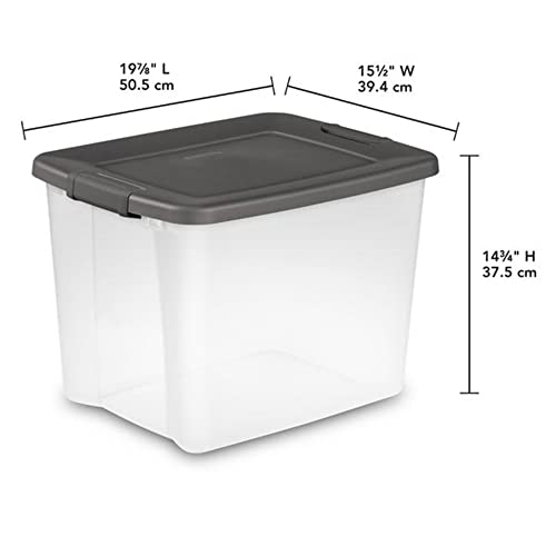 Sterilite ShelfTotes 50 Quart Clear Latched Stacking Plastic Storage Container with Gray Lid for Garage or Basement, (12 Pack)