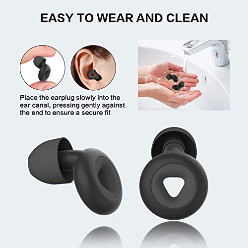 Ear Plugs for Sleeping Noise Cancelling – Super Soft, Reusable Hearing Protection in Flexible Silicone, Noise Cancelling Earbuds for Sleep - 6 Ear Tips in S/M/L – 25dB Noise Cancelling Black