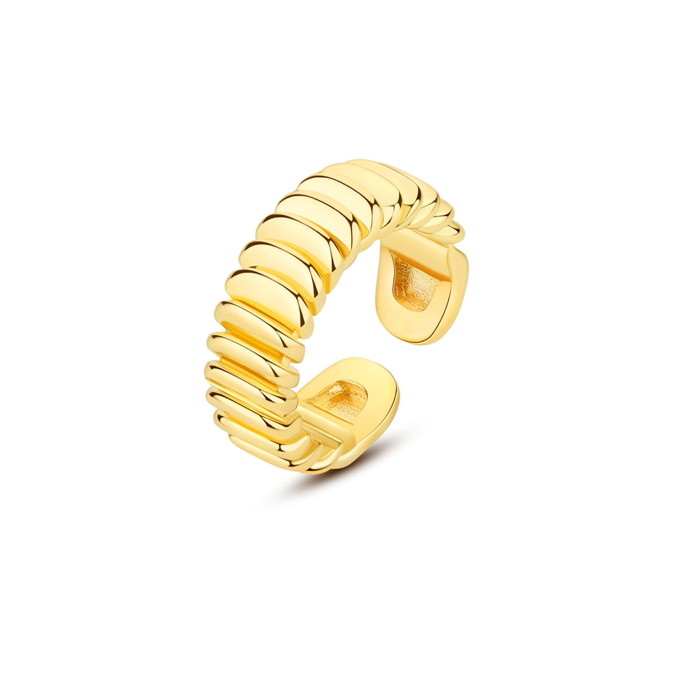 BLESSAIA Chunky Gold Ring - 18k Gold Plated Geometric Statement Ring Textured Stacking Band Rings for Women and Girls (GOLD1)