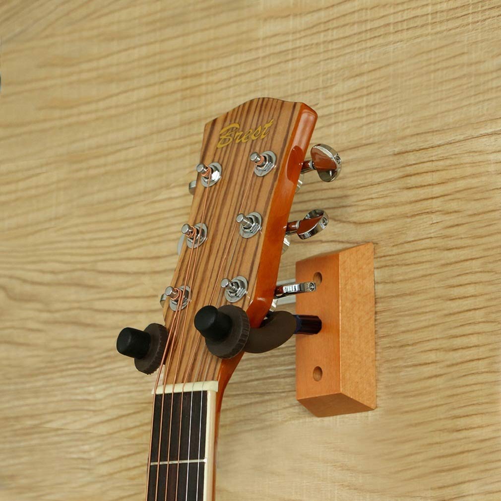 Lejoy Guitar Hangers Wall Mounts Holder Stand for Acoustic Electric Guitar Bass Ukulele-Beech wood (2-pack)