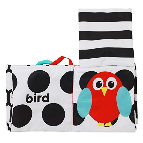Sassy Peek-a-Boo Activity Book with Attachable Link for On-The-Go Travel | Black & White | for Ages Newborn and Up