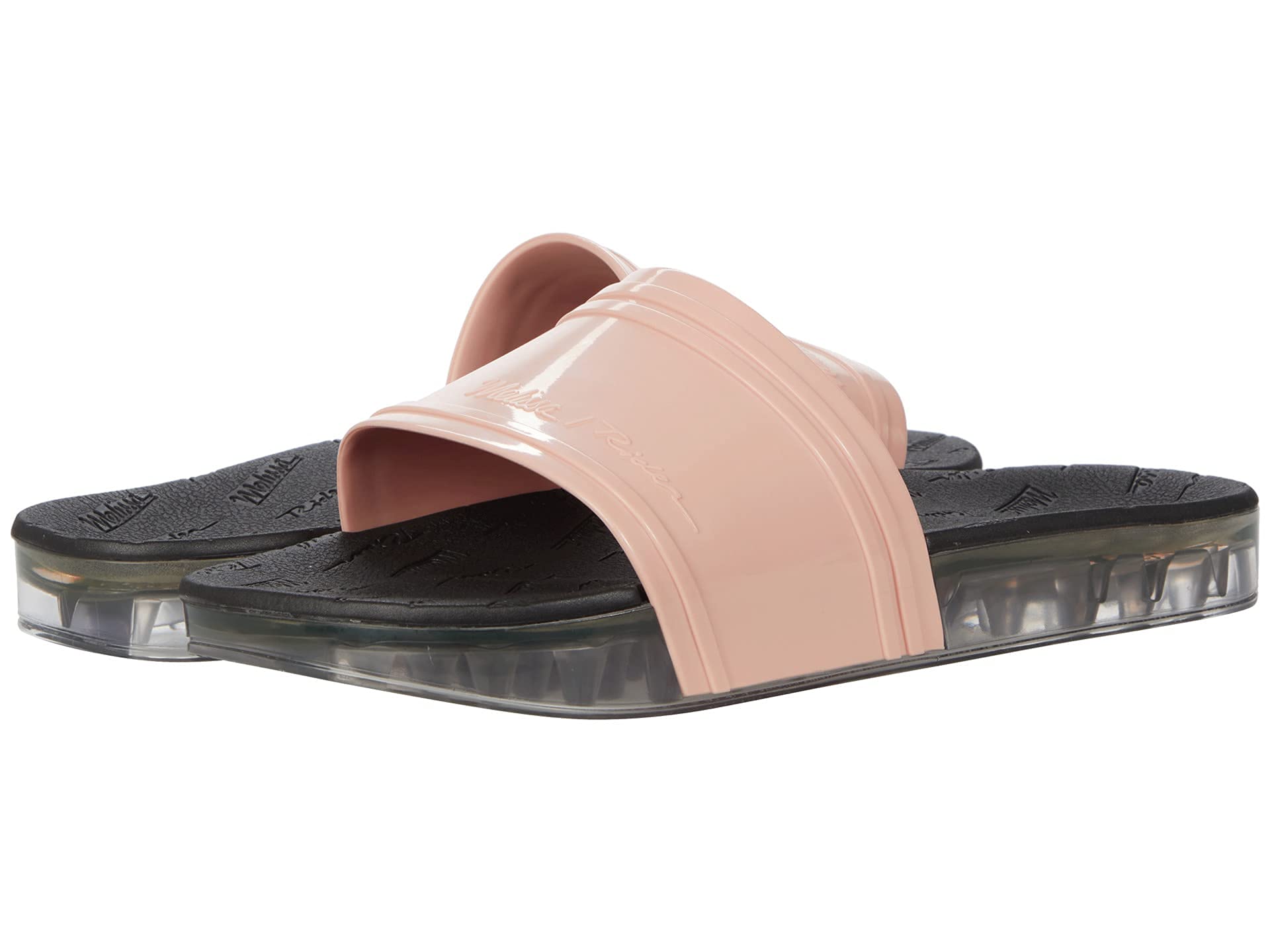 Melissa Shoes Slide + Rider AD Pink/Black/Clear 6 M