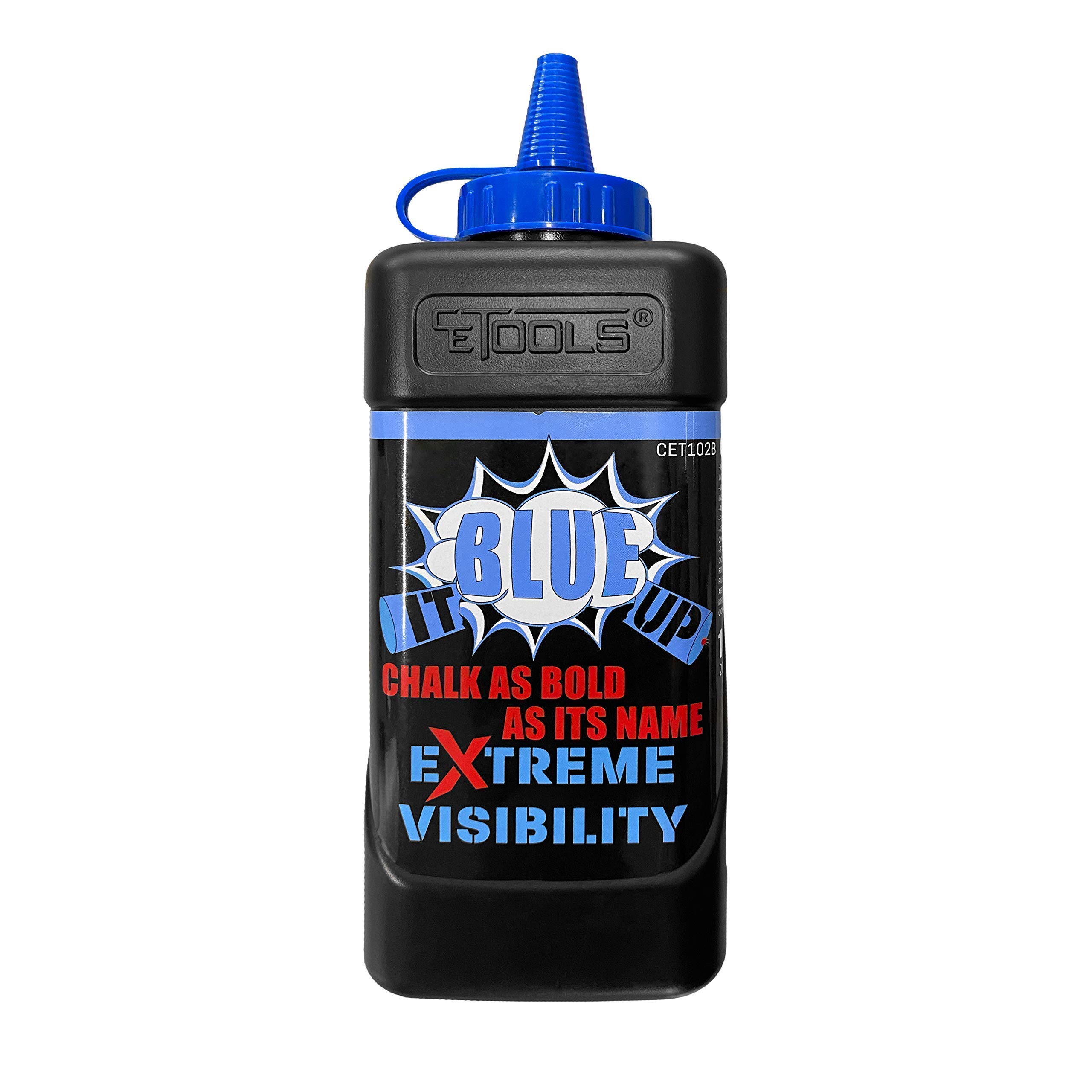CE TOOLS SnapBack Chalk Line with Releasable Tip & Blue it Up Extreme Visibility Marking Chalk