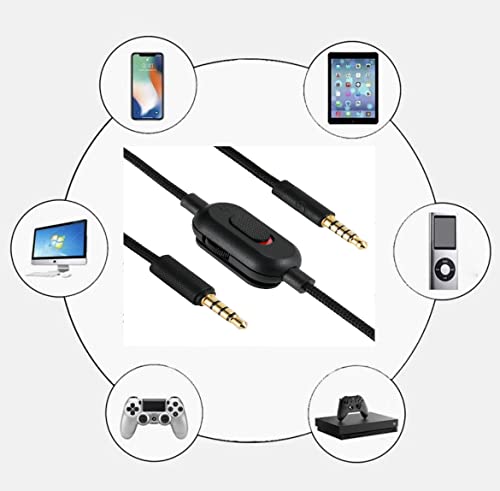 EARLA TEC Replacement Audio Cable for G433 Headphones,Aux Cord Braided Wire with Volume Control &Mic Mute Compatible with Logitech G Pro X G Pro G233 Gaming Headsets (Black)