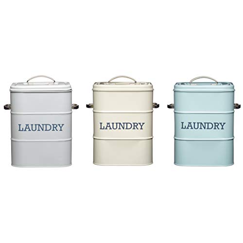 KitchenCraft Living Nostalgia 3 kg Metal Laundry Powder Tin, 19 x 16 x 27 cm - French Grey