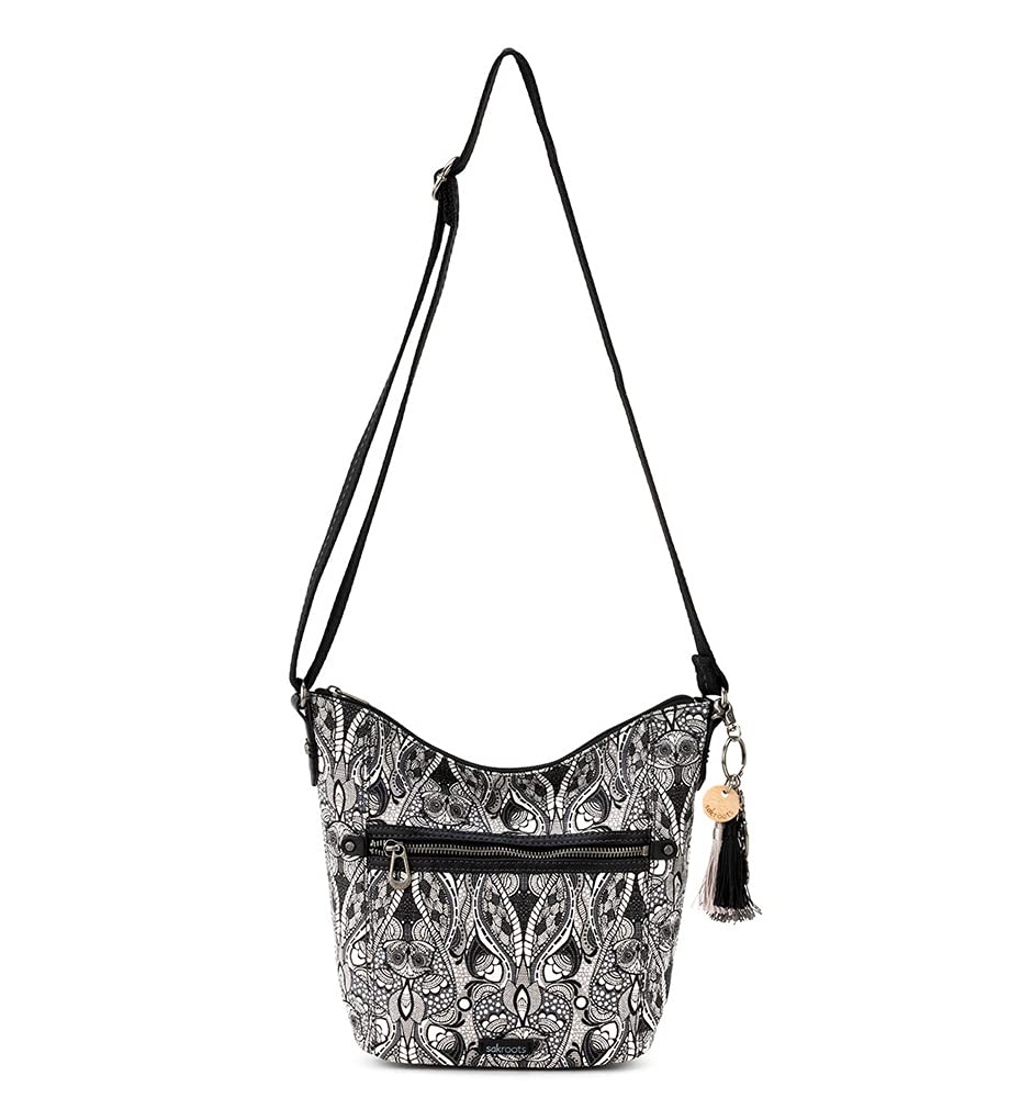 Sakroots Sequoia Small Crossbody, Black/White Soulful Desert