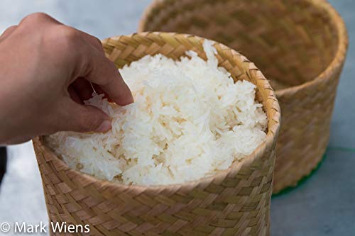 Handwoven Handmade Sticky Rice Serving Basket from Natural Bamboo Size 8x8x8 inches