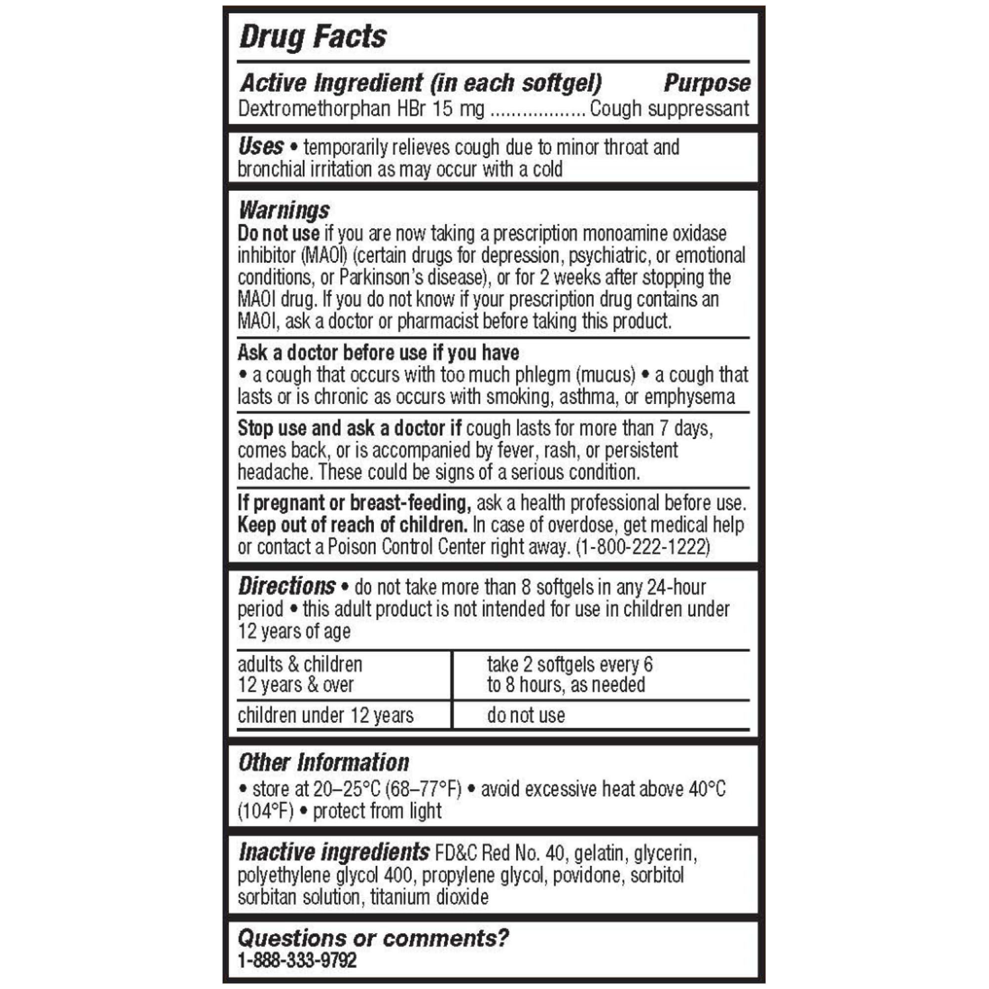Cabinet: Non-Drowsy Cough Relief Softgels w/Active Ingredient Dextromethorphan Suitable for Adults, Comparable to RobitussinĀ®, 60 Softgels (Starter Kit)