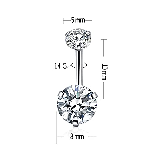 Belly Button Ring, Updated Surgical Steel Belly Button Rings with Properly Aligned Ring Top, Belly Rings for Women (1pcs clear)