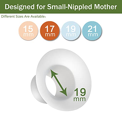 LOZAEVE 19mm Silicone Flange Inserts for Spectra S1 S2, Medela Breast Pump Shields, Freestyle, Harmony, Sonata to Reduce 24mm Elastic Nipple Tunnel Down to 19mm; Also Fits Freemie 25mm Cups; 2pc/Each