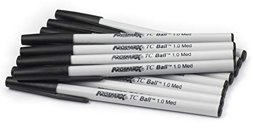 Kittrich Corporation Promarx TC Ball Premium Medium Ballpoint Stick Pens, 1.0 mm, Black Ink, 12 count