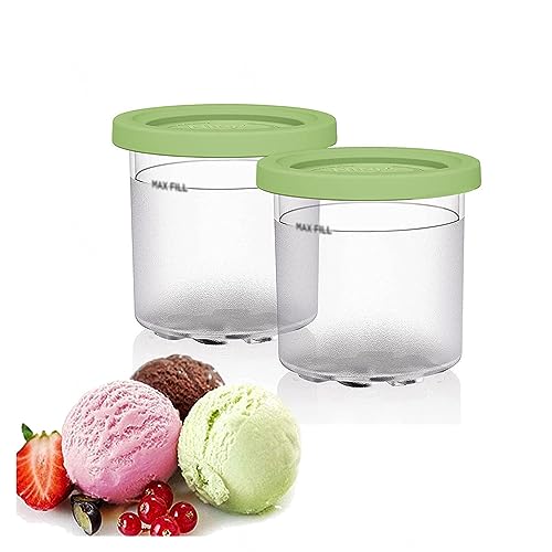 DISXENT 2/4/6PCS Creami Pints and Lids, for Ninja Creami Ice Cream Maker,16 OZ Creami Pints Safe and Leak Proof Compatible with NC299AMZ,NC300s Series Ice Cream Makers,Green-6PCS