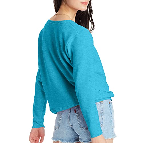 Hanes Women's EcoSmart Crewneck Sweatshirt, Bold Blue Heather, Small
