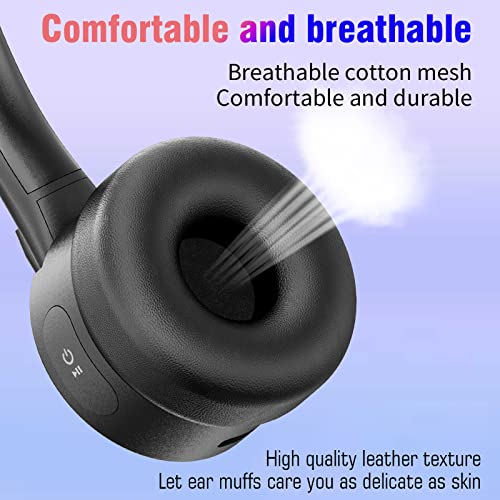 Docooler 2.4GHz Wireless Headphones Call Center Earphone On Ear Headset BT 5.2 with Noise Cancelling Microphone Adjustable Headband Quantity Control with Charging Dock