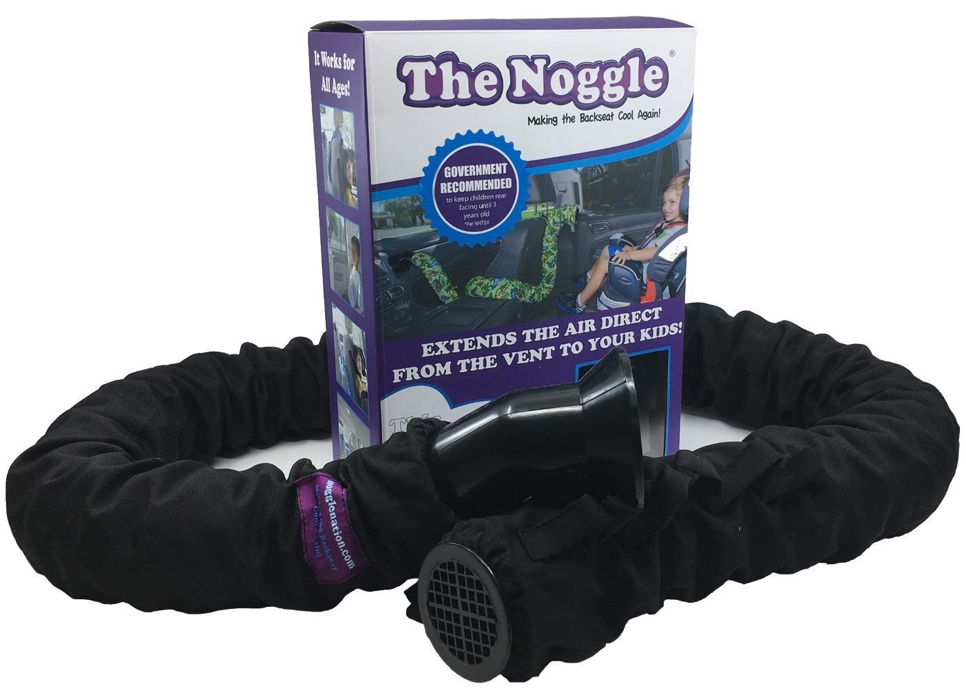 The Noggle - Making The Backseat Cool Again - Quick & Easy to Use Car Travel Accessories for a Comfy Ride Summer or Winter-Air Vent Extender Hose Directs Cool or Warm Air to Your Kids - 8ft, Lt. Blast