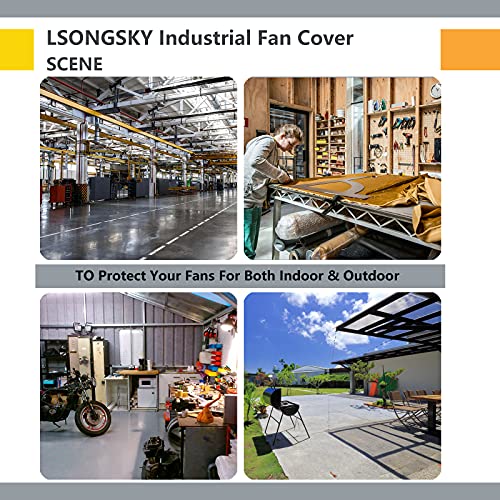 LSongSKY Industrial Fan Cover 2 Pack,Suitable for 30 Inch Wall Mount Fan,Industrial Pedestal Fan in the Warehouse,Shop, Garage,and Workspace,Waterproof & Dustproof 600D Oxford,Black