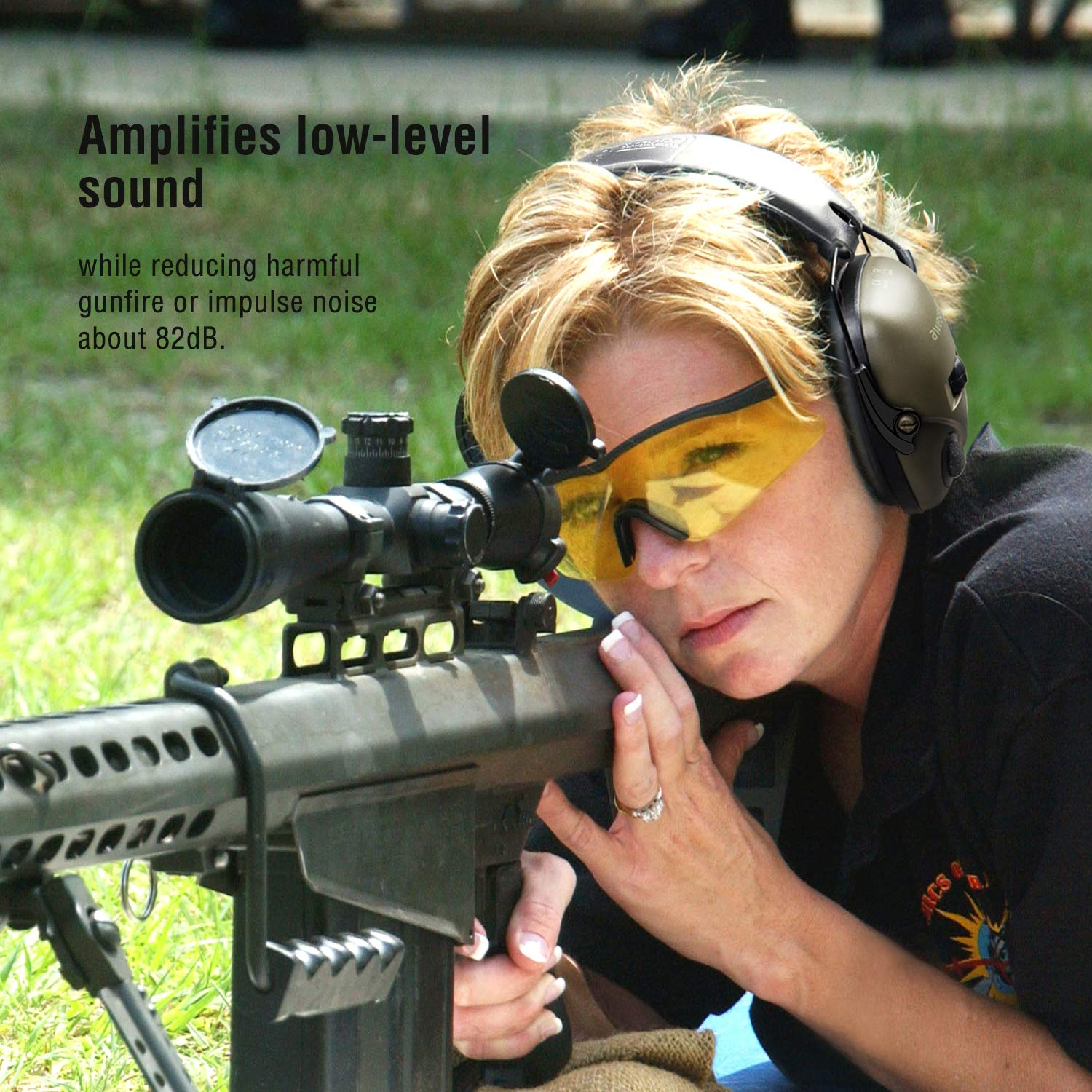 awesafeus Electronic Shooting Earmuffs, Shooting Hearing Protection with Noise Reduction Sound Amplification (Green)