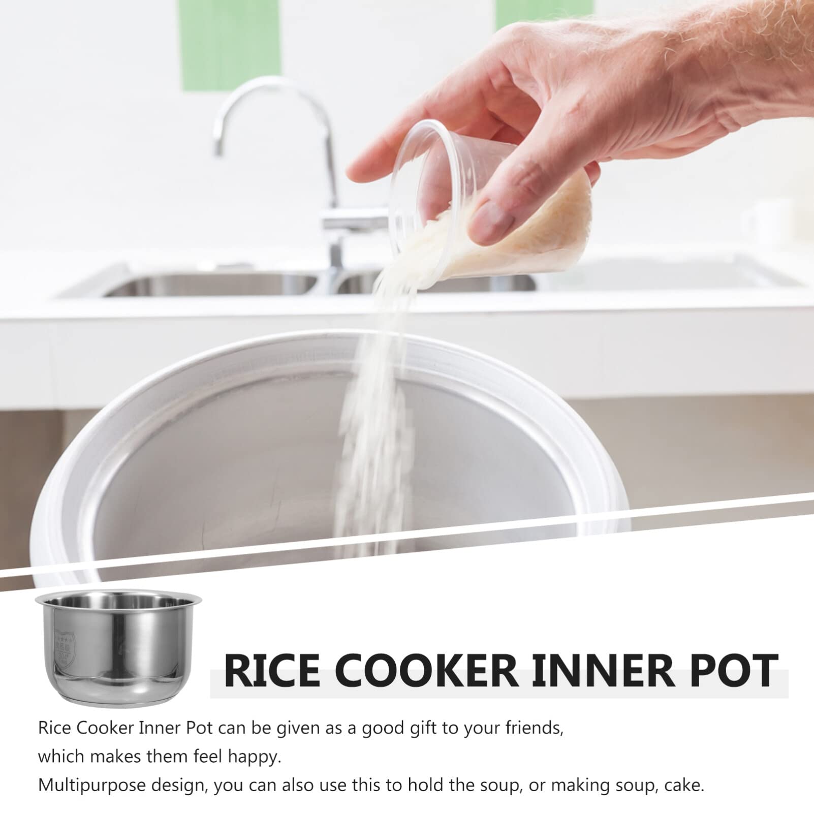 Ciieeo Rice Cooker Pot Inner Stainless Steel Inner Cooking Pot 2L Rice Cooker Inner Tank Cooker Liner Container Cooker Inner Pot Electric Pressure Cooker Pot for Kitchen