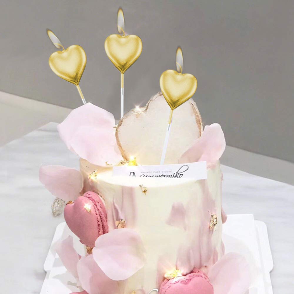 FULANDL 26Pcs Birthday Numeral Candles Set, 10Pcs Number 0-9 Glitter Cake Topper Decoration with 16Pcs Long, Star, Heart Birthday Candles (Gold)