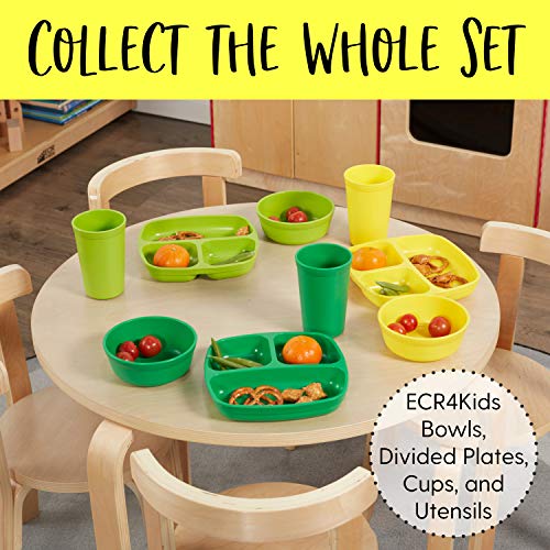 ECR4Kids My First Meal Pal Divided Plates, Kids Plastic Tableware, Stackable and Dishwasher Safe, Stackable Dinner Plates for Baby, Toddler and Child Feeding, 3-Pack - Citrus