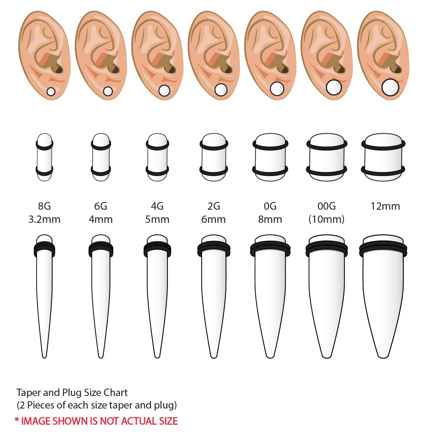 BodyJ4You 33PC Gauge Kit Ear Stretching Aftercare Balm 14G-0G Green White Marble Acrylic Taper Plug