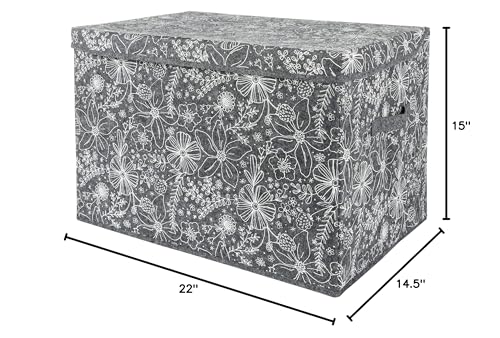 Sammy & Lou Collapsible Felt Soft Toy Box for Toddlers Toy Storage Organizer with Handles and Hinged Lid, 22 x 14.5 x 15 inches, Floral