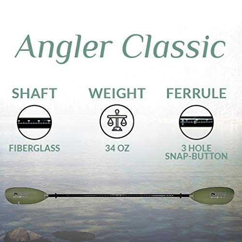 Bending Branches Angler Classic 2-Piece Snap-Button Fishing Kayak Paddle; (Black Shaft/Sage Green Blade - 240cm)