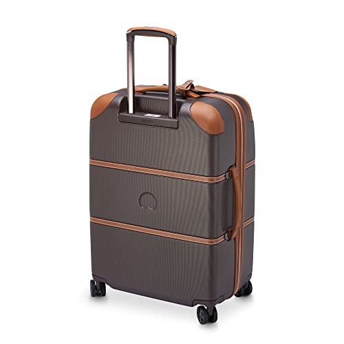 DELSEY Paris Chatelet Hardside 2.0 Luggage with Spinner Wheels, Chocolate Brown, Checked-Medium 24 Inch