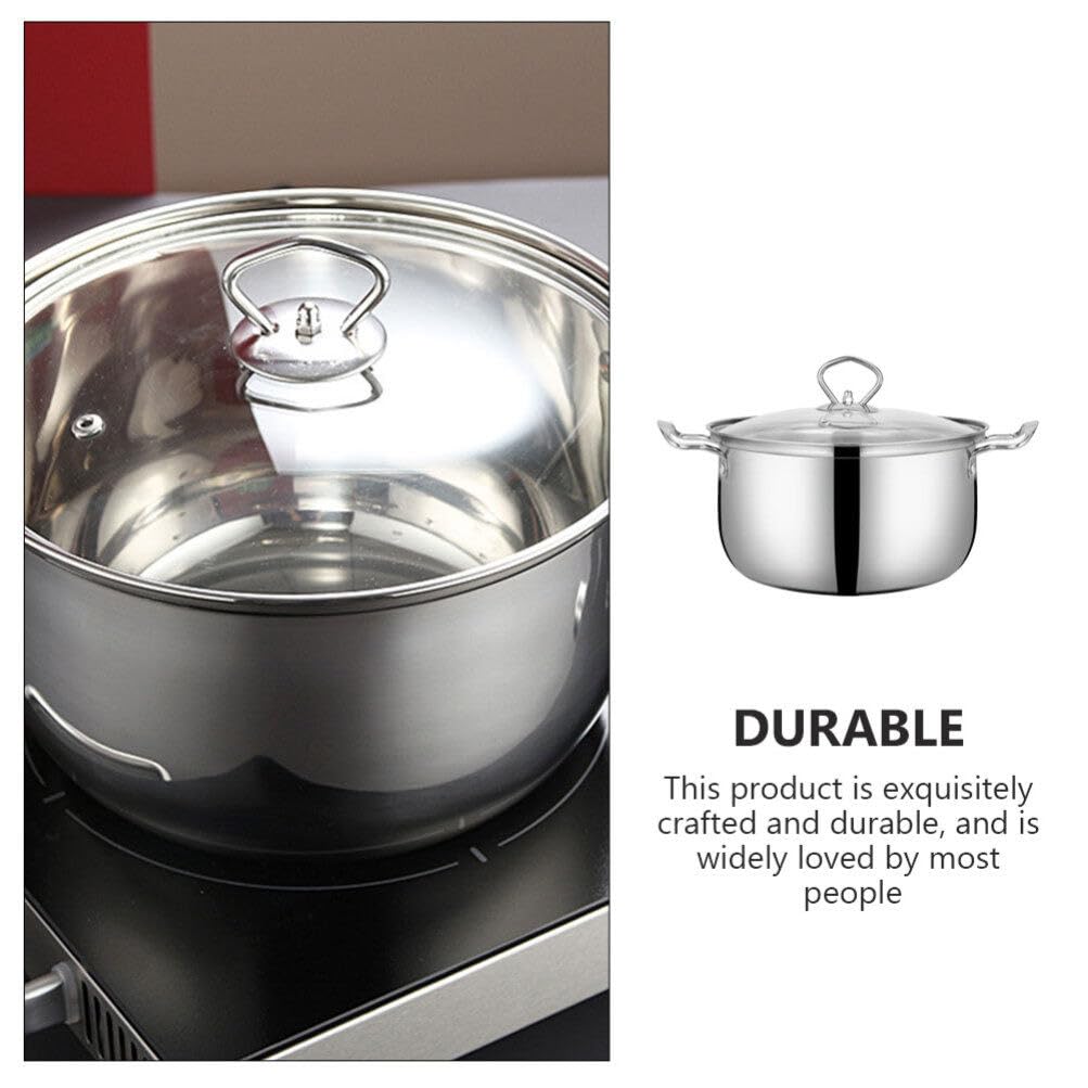 Ciieeo Stainless Steel Stockpot with Glass Lid Multipurpose Stock Pot Heavy Duty Soup Pasta Canning Pot Boiling Stew Induction Pot Nonstick Cooking Pot Sauce Pot 16cm