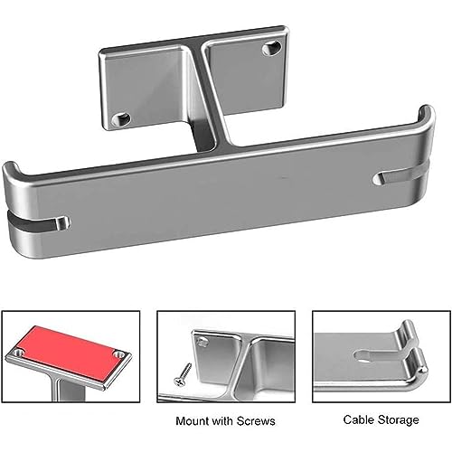 GOGUY Under Desk Hook Aluminum Stick-On Adhesive Dual Headsets Holder Mount PC Gaming Accessories, Headphone Stand with Cable Organizer,Black